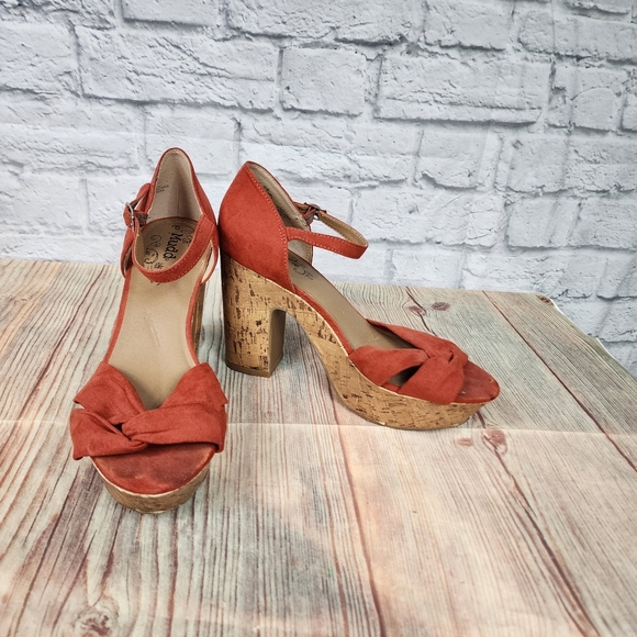 Mudd | Shoes | Mudd Rust Faux Suede Heel Platform Sandal | Poshmark